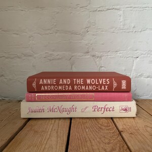 Blush Book Stack, Pink and Brown Toned Bookshelf Decor, Stacked Books ...
