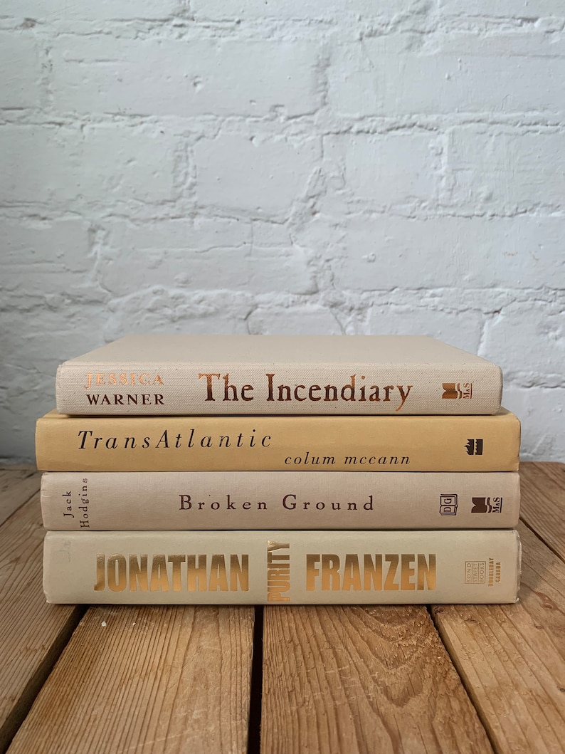 Tan Vintage Book Stack, Coffee Table Books, Shelf Decor Books, Neutral ...
