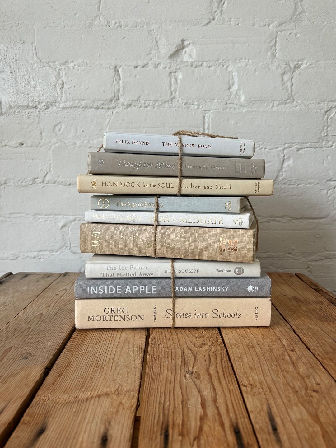 Neutral Decorative Book Bundles in White Gray and Cream, Curated Book ...
