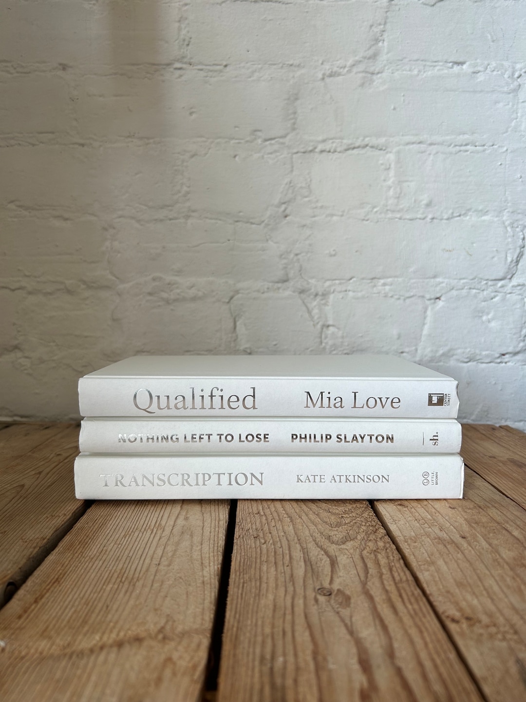 White Stacked Books, White Home Decor, White Prop Books, White Coffee ...