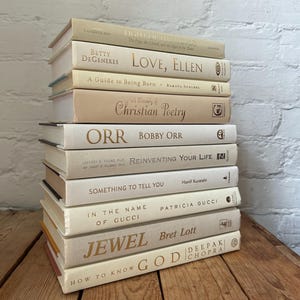 Soft Neutral Books for Decorating, Luxury Staging Book Stack, Light ...