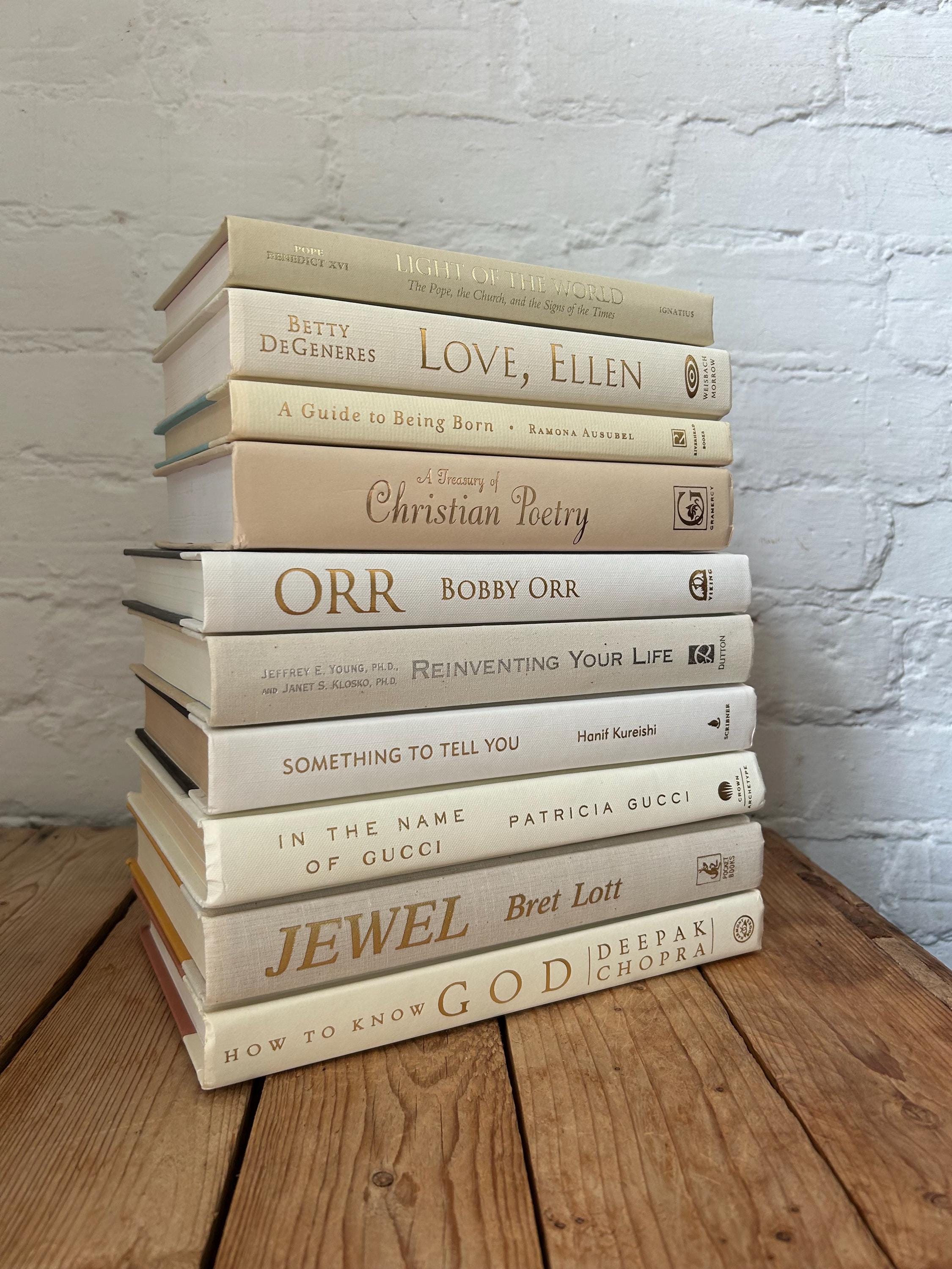 Soft Neutral Books for Decorating, Luxury Staging Book Stack, Light ...