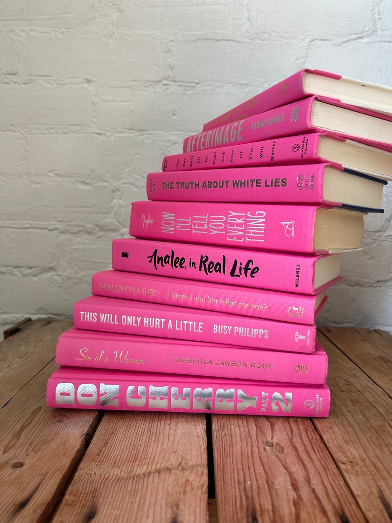 Hot Pink Book Stack, Preppy Pink Staging Books, Real Hardcover Books by ...