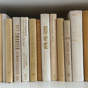 Gold Tone Set of Decorative Books, Neutral Book Decor, Luxury Staging ...