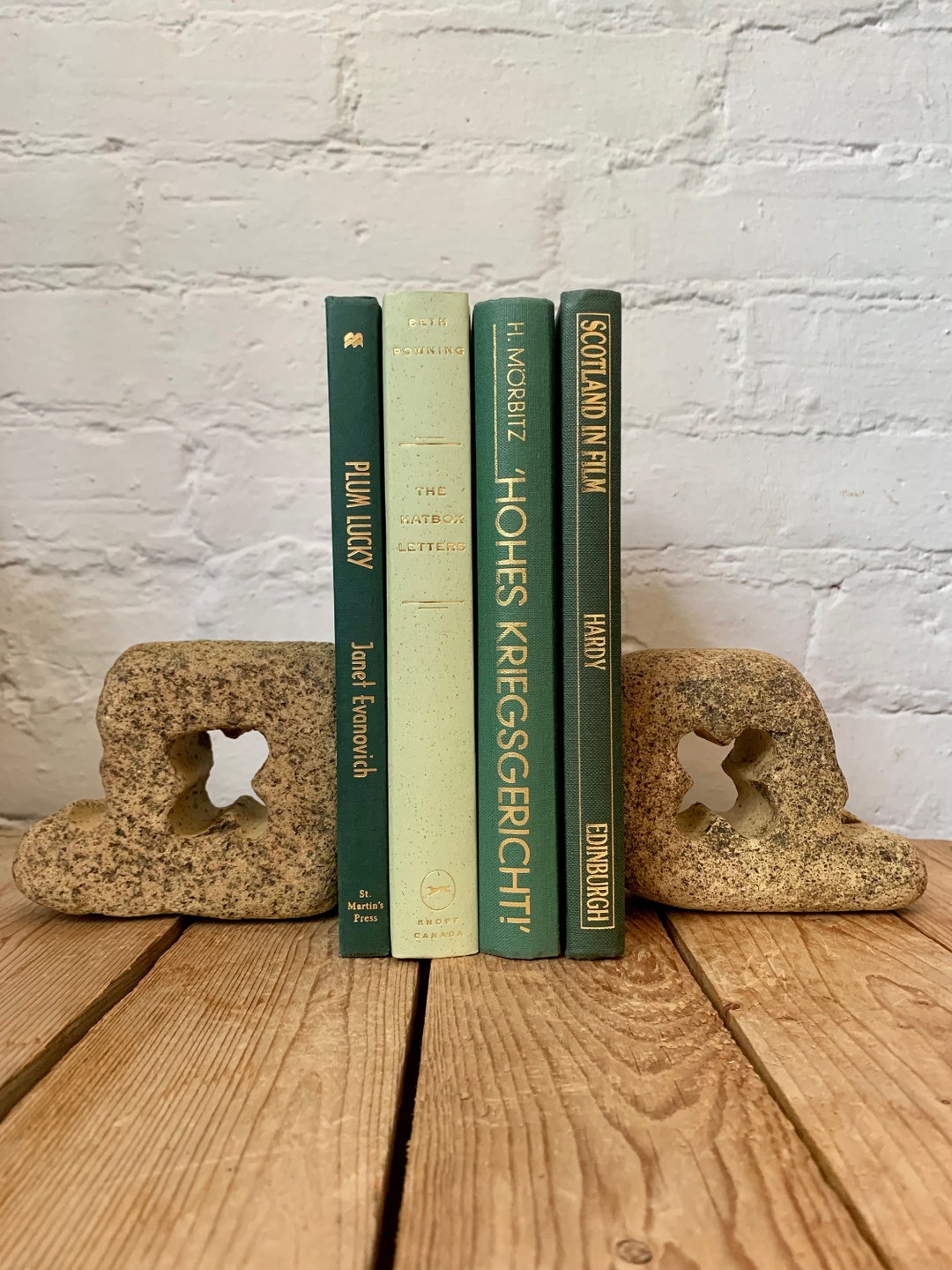 Green Book Stack, Olive Green Book Decor, Decorative Books, Neutral ...