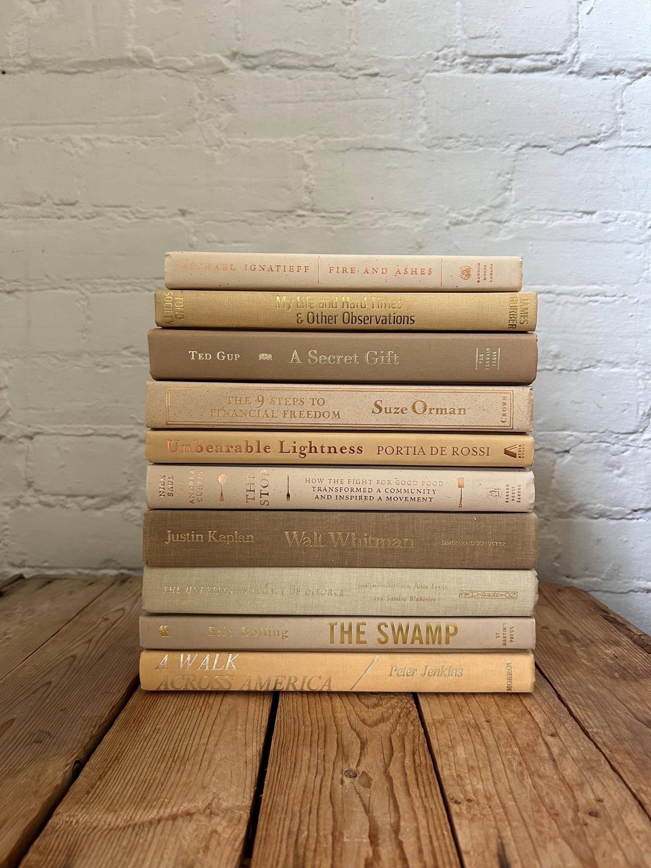 Cream Book Stack, Neutral Vintage Book Set, Decorative Book Stack ...