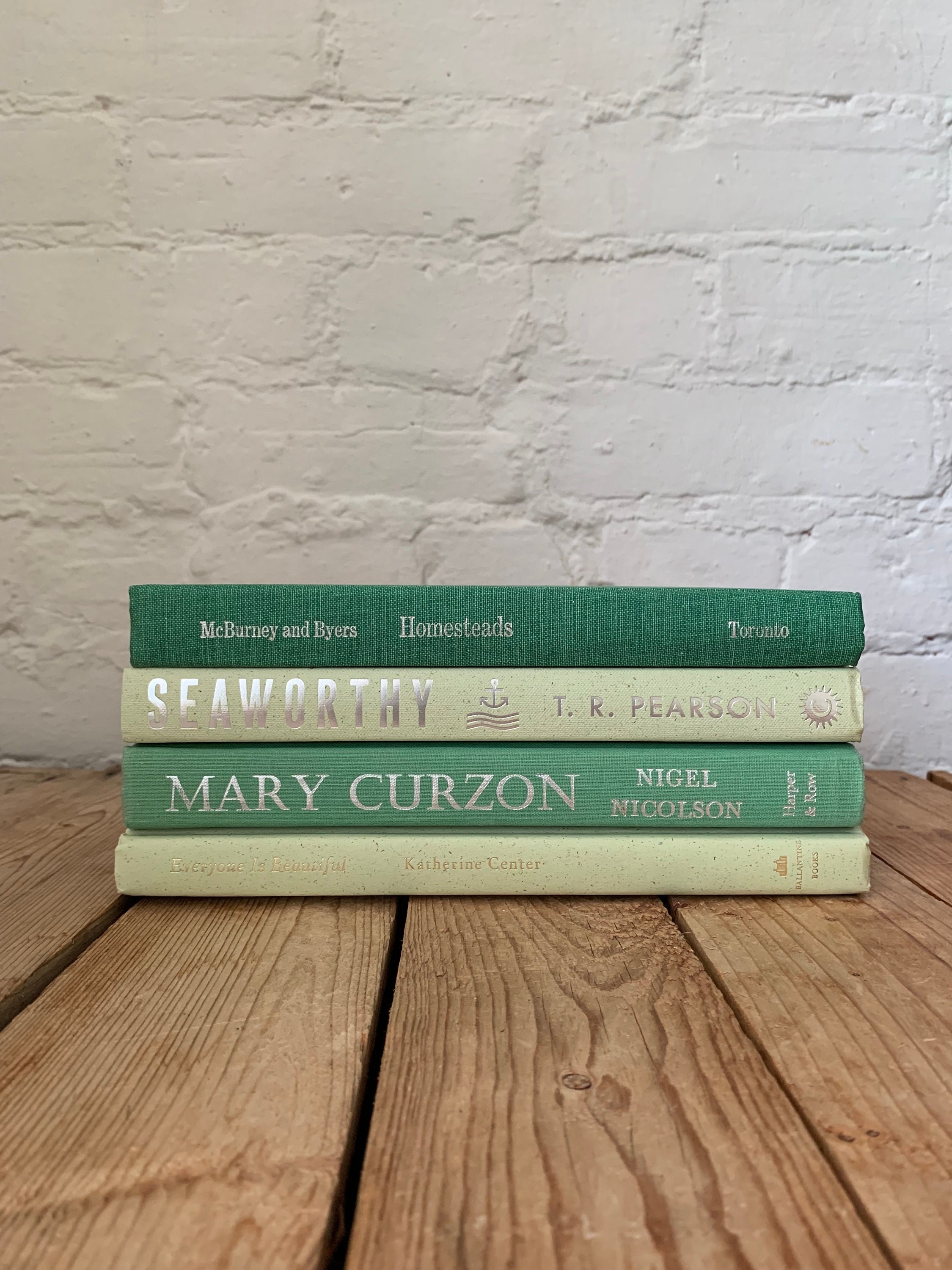 Green Decorative Book Stack, Green Home Decor, Bundle of Green Books ...