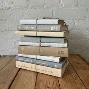 Neutral Decorative Book Bundles in White Gray and Cream, Curated Book ...