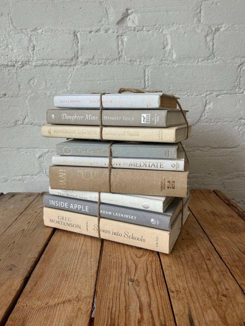 Neutral Decorative Book Bundles in White Gray and Cream, Curated Book ...