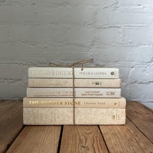Soft Neutral Books for Decorating, Luxury Staging Book Stack, Light ...