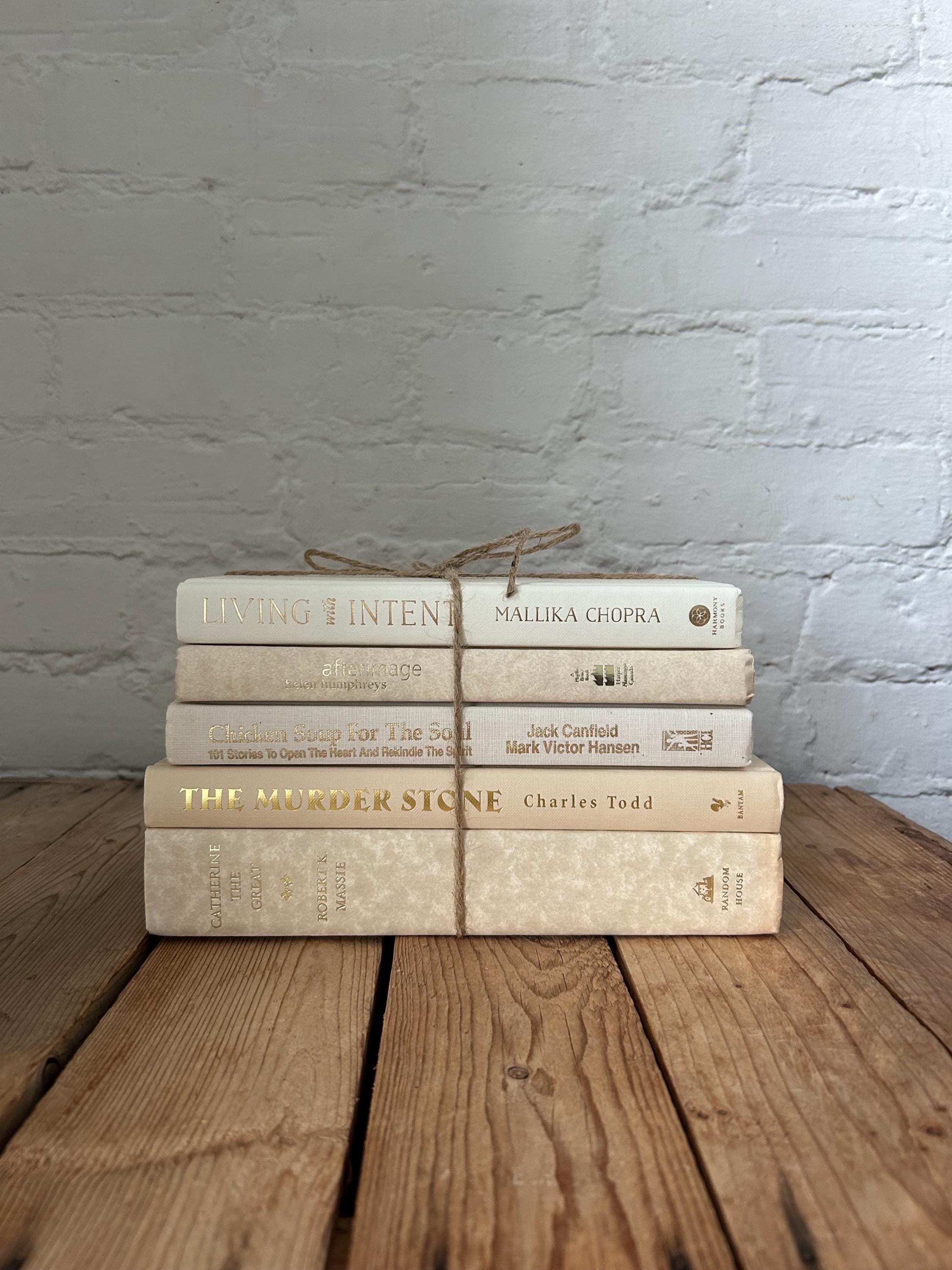 Soft Neutral Books for Decorating, Luxury Staging Book Stack, Light ...