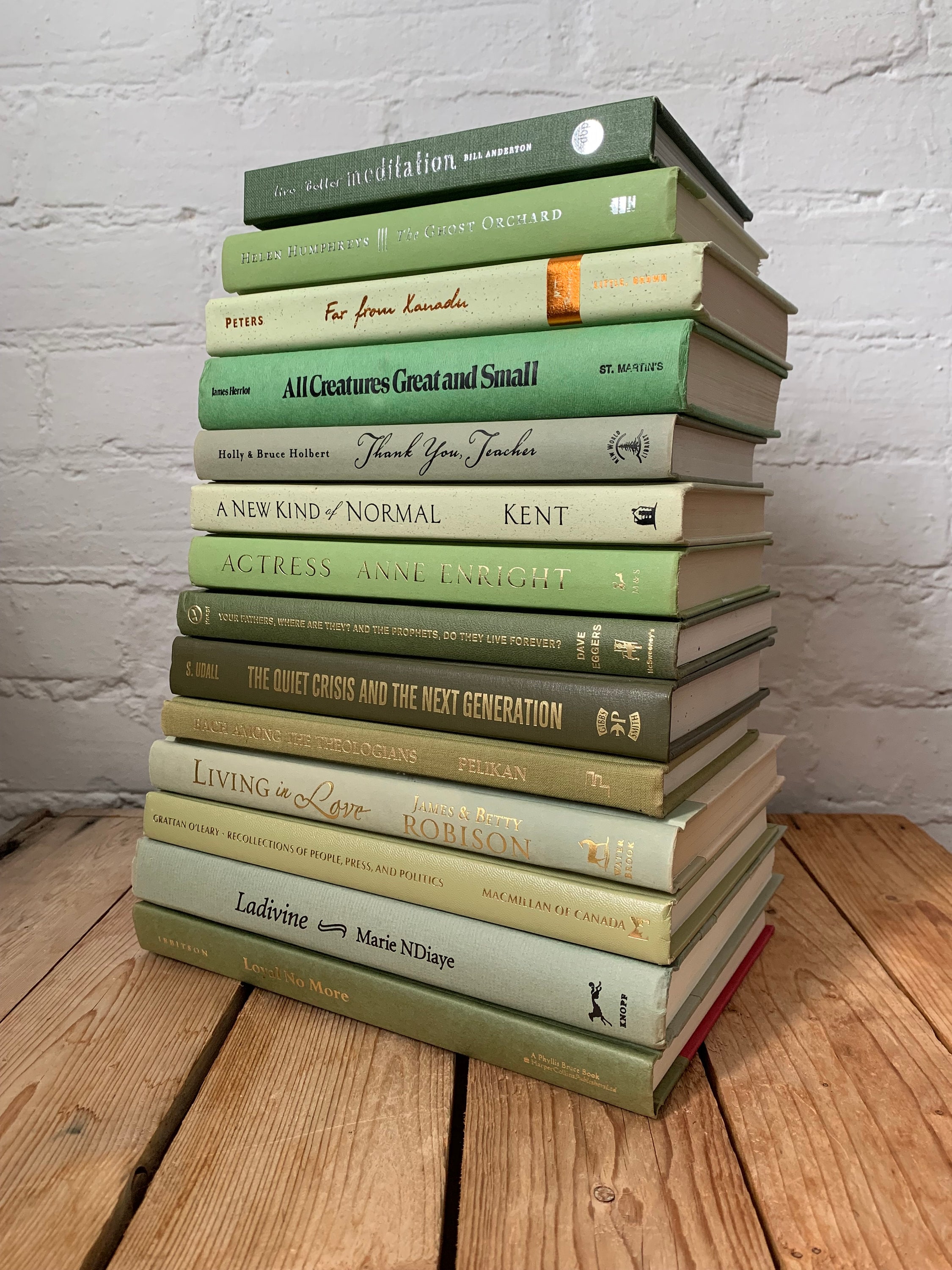 Green Staging Book Stack, Vintage Aesthetic Decorative Book Idea for ...