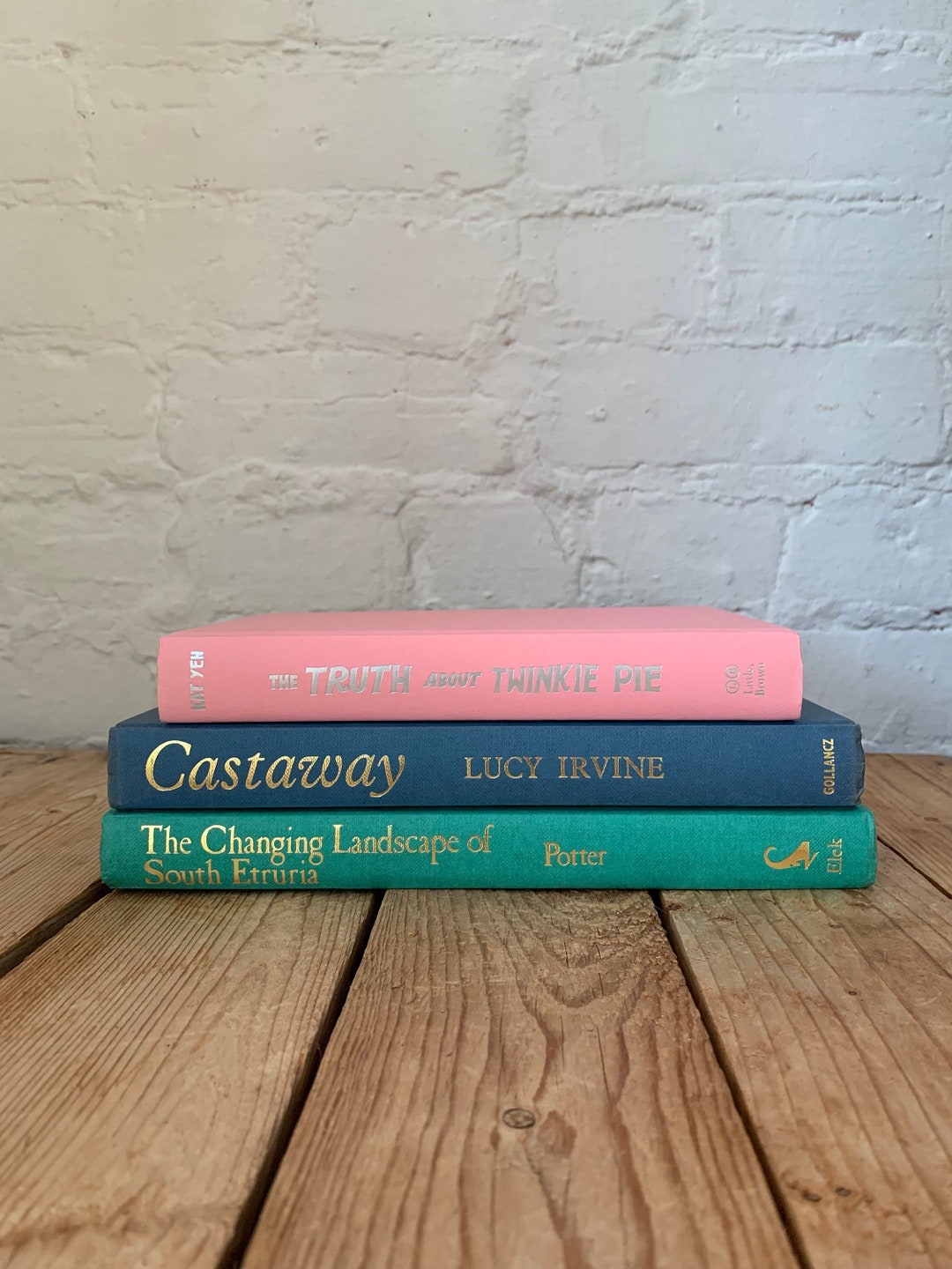 Blue Pink Green Book Stack, Bookshelf Decor, Stacked Books, Decorative Book Stack, Fun Decor ...