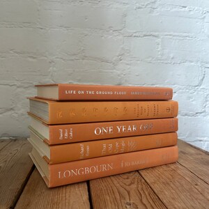 Bundle of Peach Toned Books, Light Orange Book Stack, Decorative Books ...