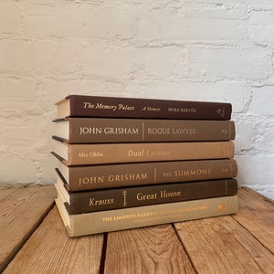 Brown Book Stack, Bundle of Aesthetic Brown Books for Bookshelf Styling ...