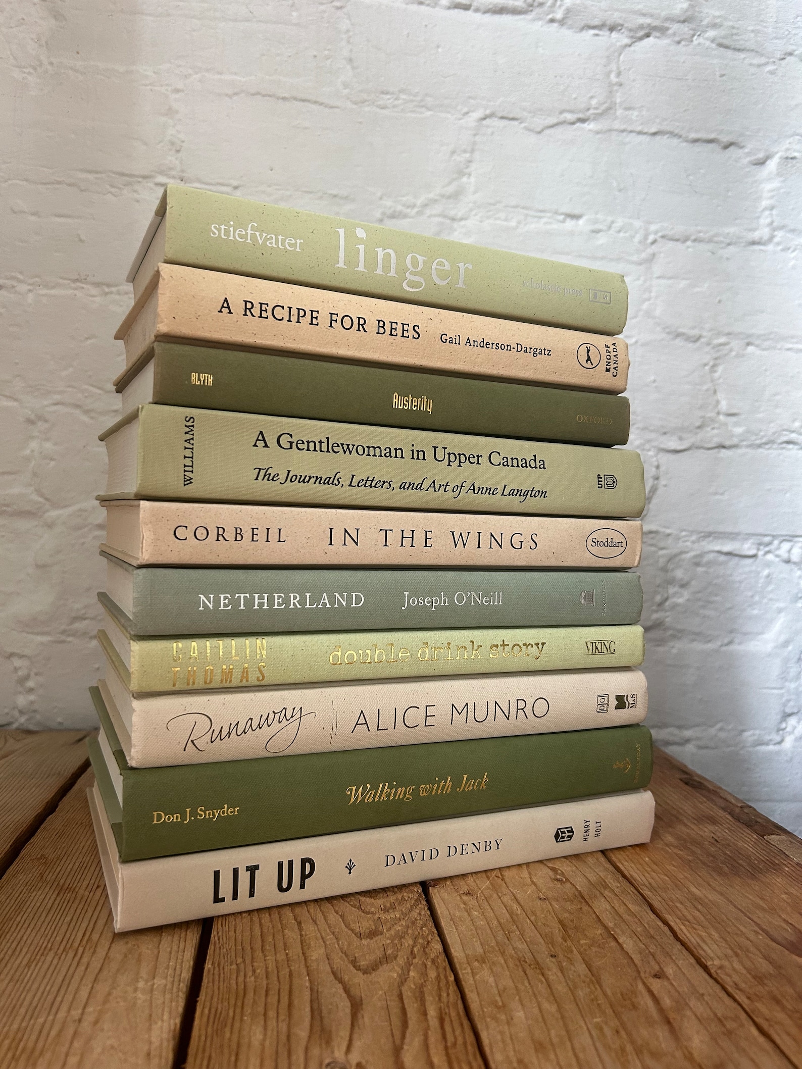 Earthy Book Stack, Beige and Green Staging Books, Decorative Book Stack ...