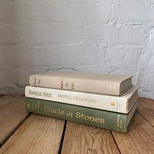 Ivory Cream and Green Book Stack, Curated Styling Book Set for ...