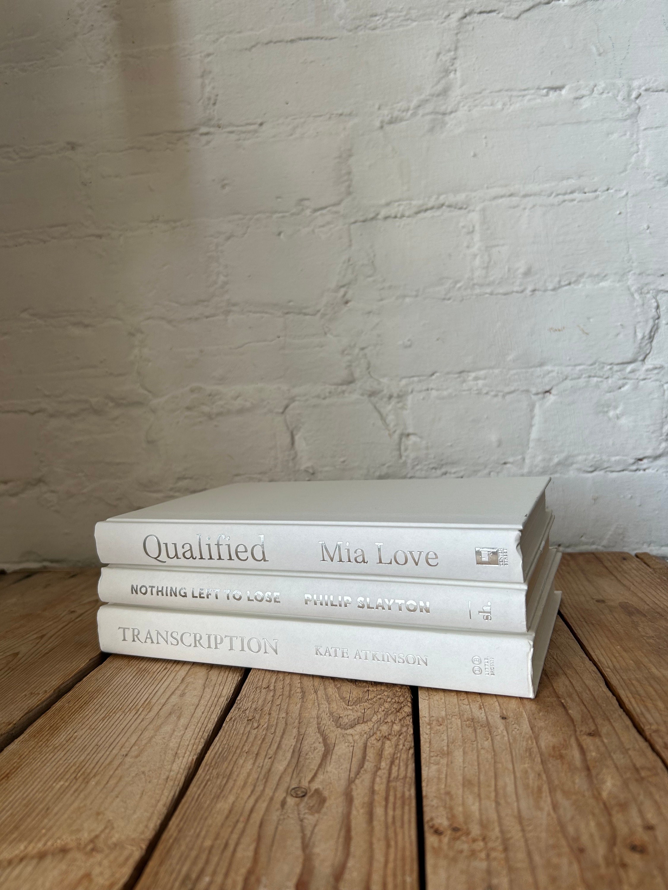 White Stacked Books, White Home Decor, White Prop Books, White Coffee ...