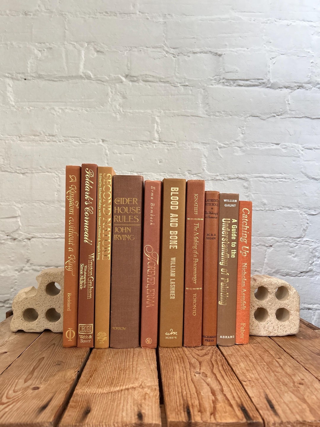 Harvest Staging Books, Rustic Brick Toned Books, Stacked Books ...