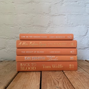 Light Orange Staging Books, Peach Book Stack, Decorative Display Books ...
