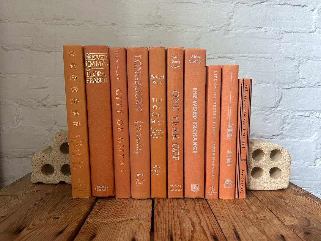 Bundle of Peach Toned Books, Light Orange Book Stack, Decorative Books ...