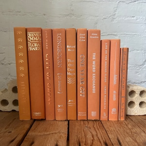 Bundle of Peach Toned Books, Light Orange Book Stack, Decorative Books ...
