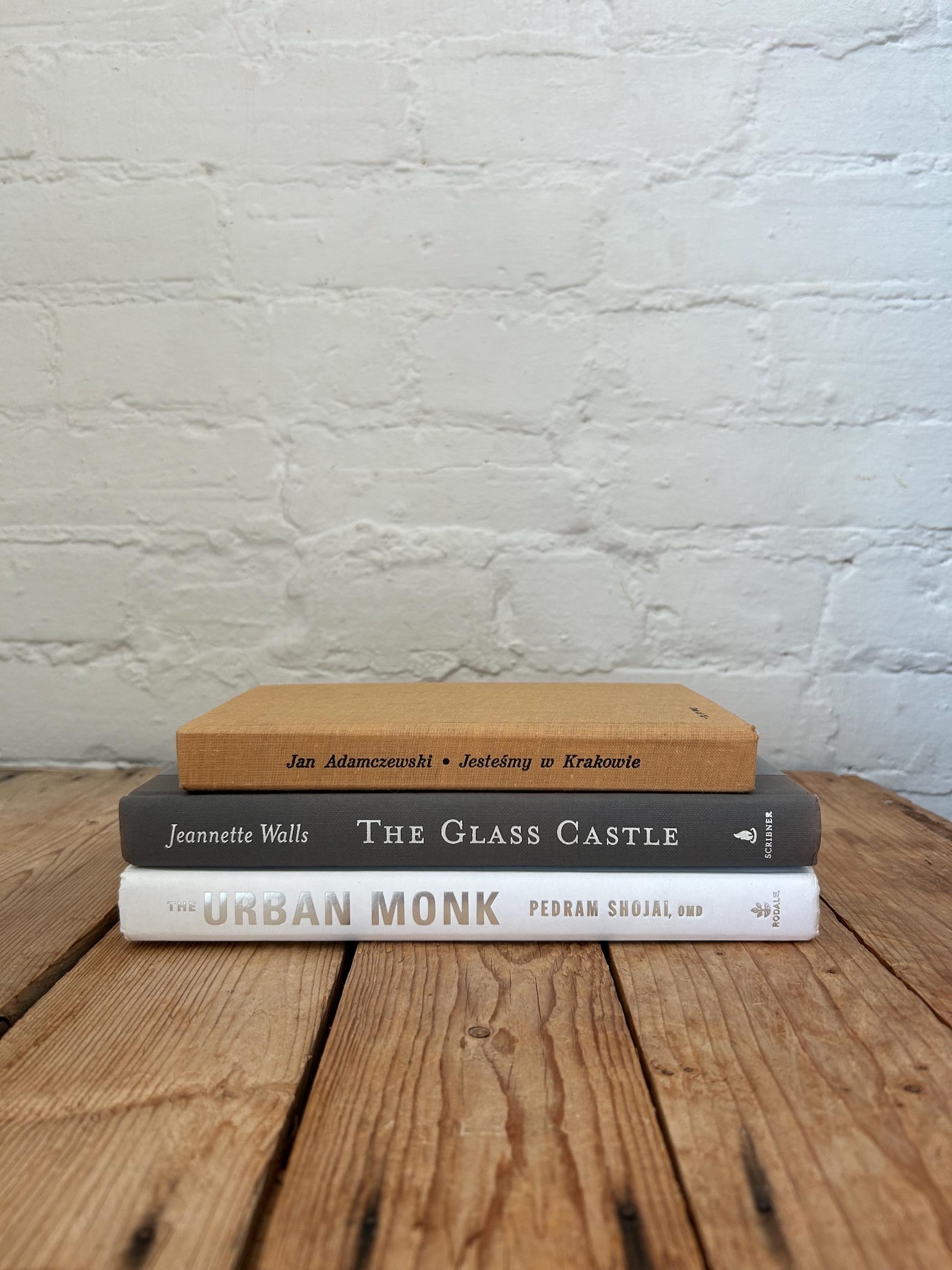 Tan White and Gray Book Stack, White Gray Tan Book Decor, Decorative ...