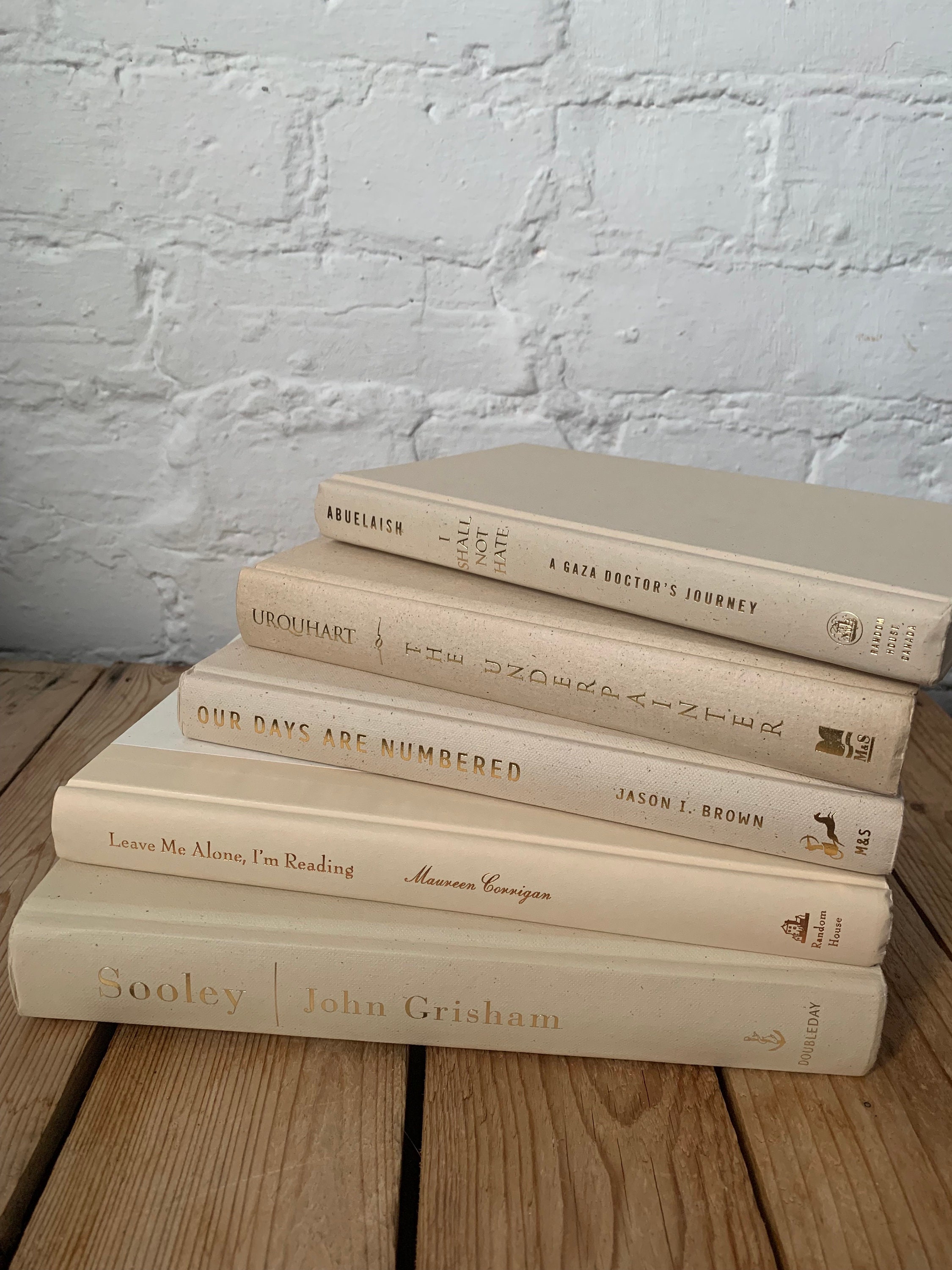 Neutral Staging Books, Beige Book Stack for Bookshelf Styling ...