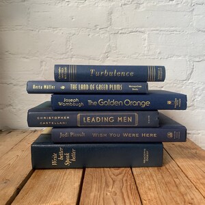 Navy Blue Decorative Book Stack, Blue Book Decor, Blue Home Decor, Blue ...