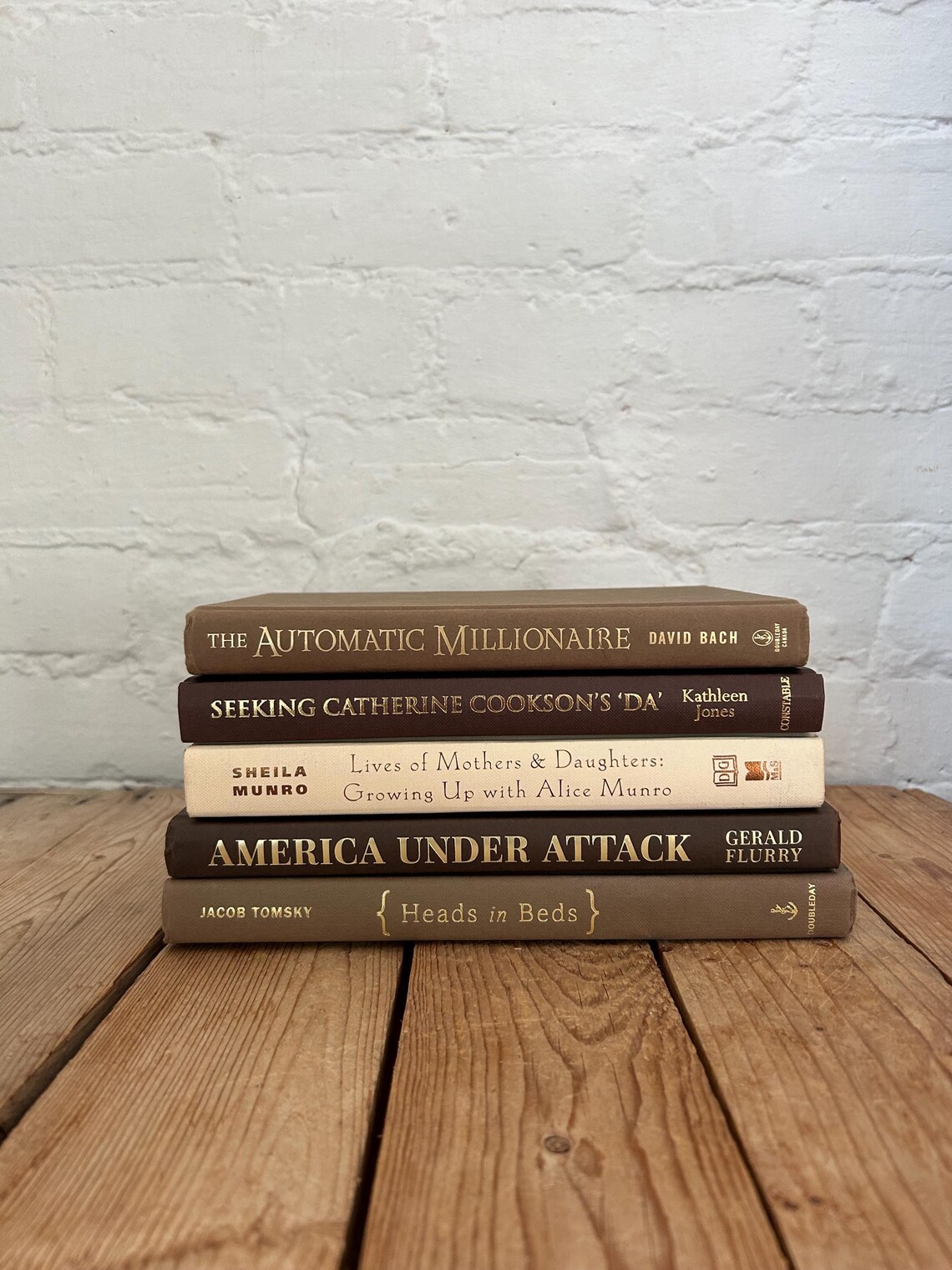 Brown Beige Black Book Stack, Bundle of Brown Themed Books, Brown Home ...