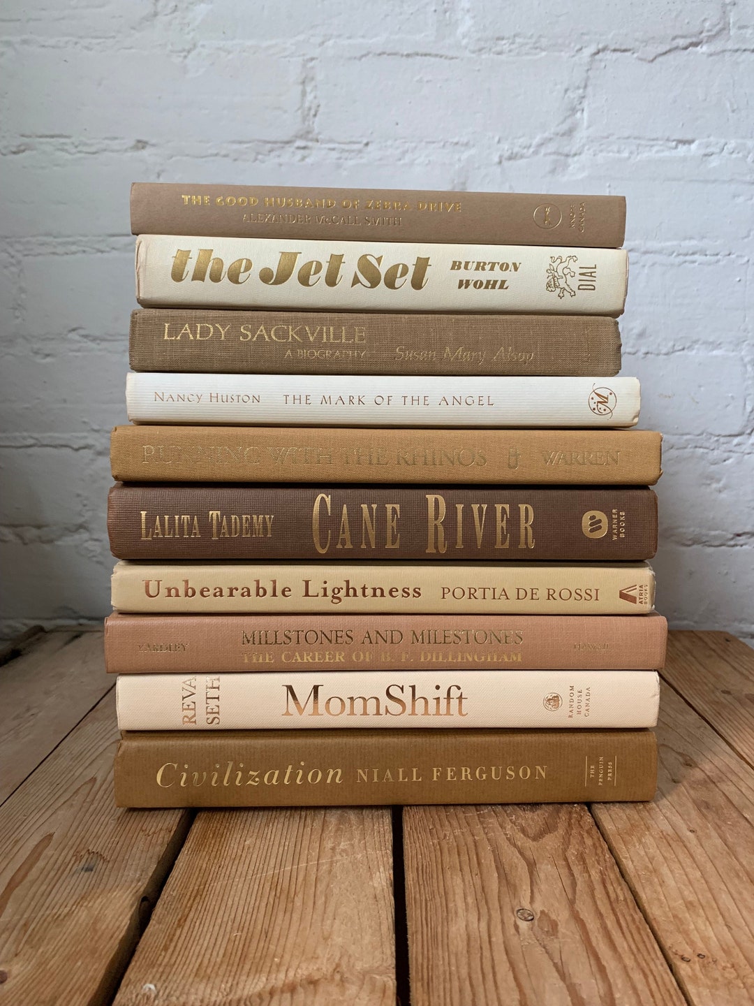 Neutral Book Set, Cream and Brown Staging Books, Modern Home Decor ...