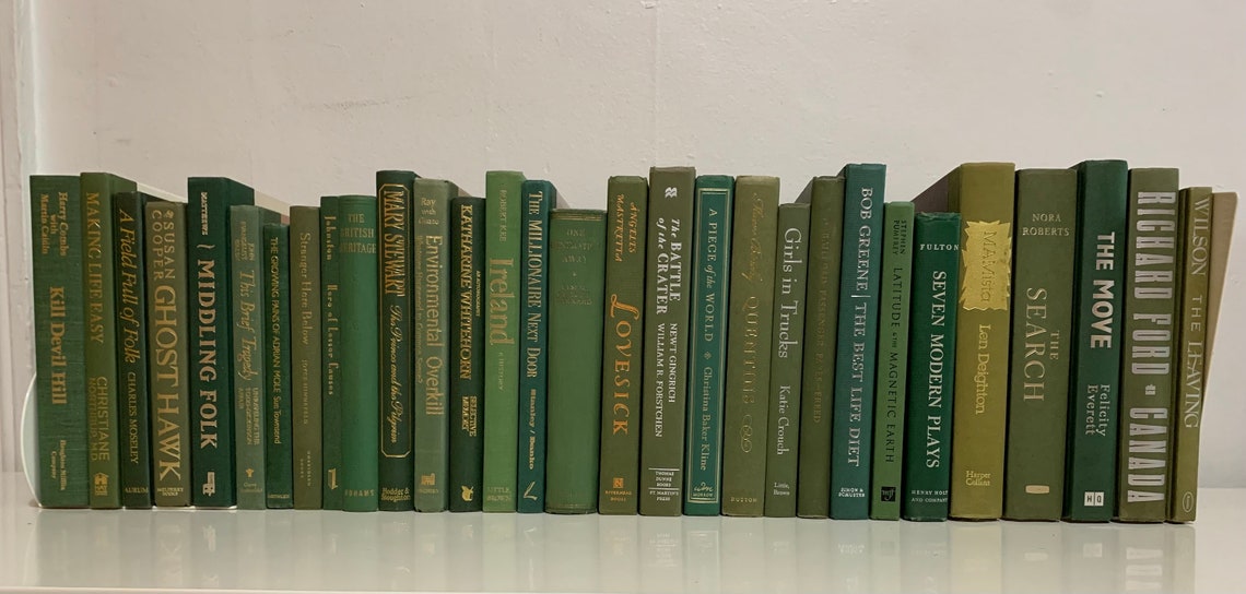 Green Decorative Book Stack, Green Home Decor, Bundle of Green Books ...