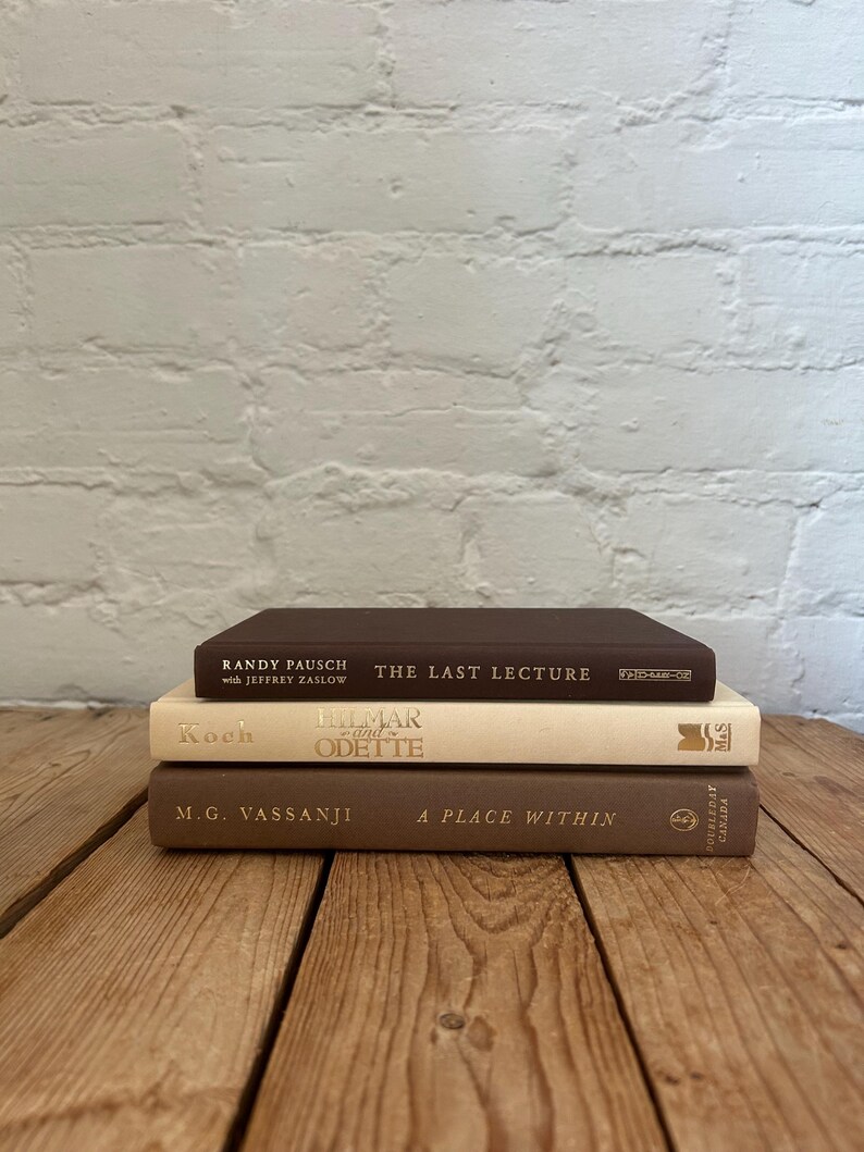 Brown Ombré Book Stack, Monochromatic Decor Books With Brown Beige ...
