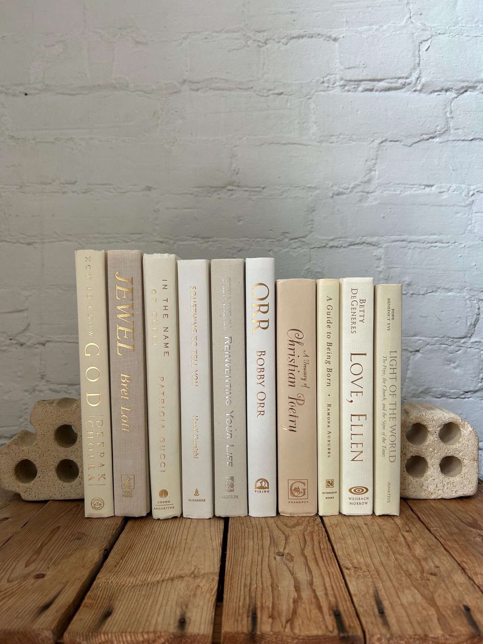 Soft Neutral Books for Decorating, Luxury Staging Book Stack, Light ...
