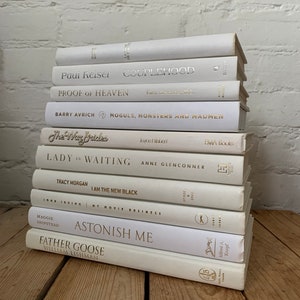 White Book Decor, White Home Decor, White Staging Books, Ivory Shelf ...