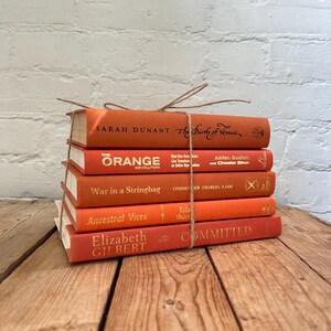 Orange Book Stack, Orange Book Decor, Decorative Display Books, Books ...