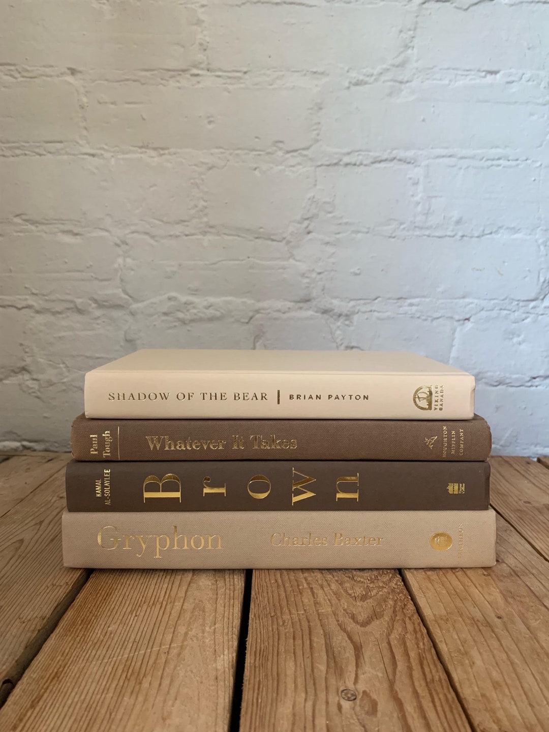 Earthy Book Stack, Brown Tone Book Decor, Decorative Book Stack ...