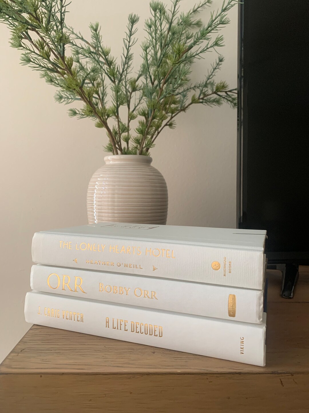 White Book Stack, White Shelf Aesthetic, White Themed Books, Ivory ...