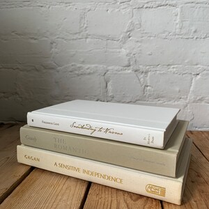 Taupe Book Stack, White, Gray, Beige, Ivory Book Decor, Grey Decorative ...