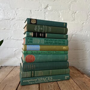 Green Staging Book Stack, Vintage Aesthetic Decorative Book Idea for ...