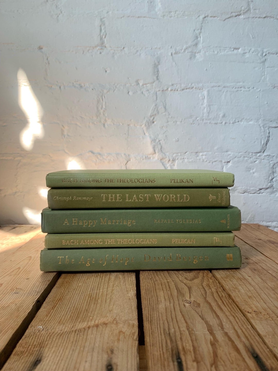 Olive Green Book Stack, Olive Green Book Decor, Decorative Books ...