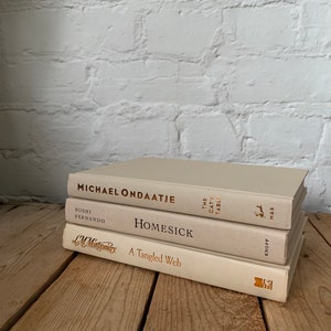Beige Book Stack, Staging Books, Aesthetic Books, Bookshelf Decor ...