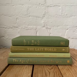 Olive Green Book Stack, Olive Green Book Decor, Decorative Books ...