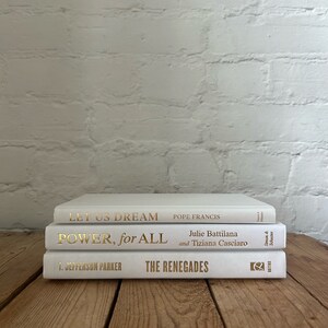 White Decor Books, Vintage Shelf Staging Books , White Staging Prop ...