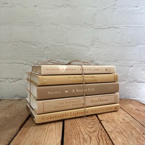Cream Book Stack, Neutral Vintage Book Set, Decorative Book Stack ...