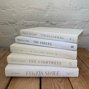 White Decorative Books, White Shelf Aesthetic, White Prop Staging Books ...