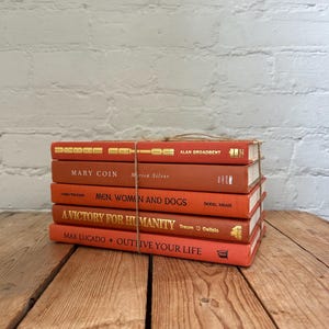 Orange Book Stack, Orange Book Decor, Decorative Display Books, Books ...
