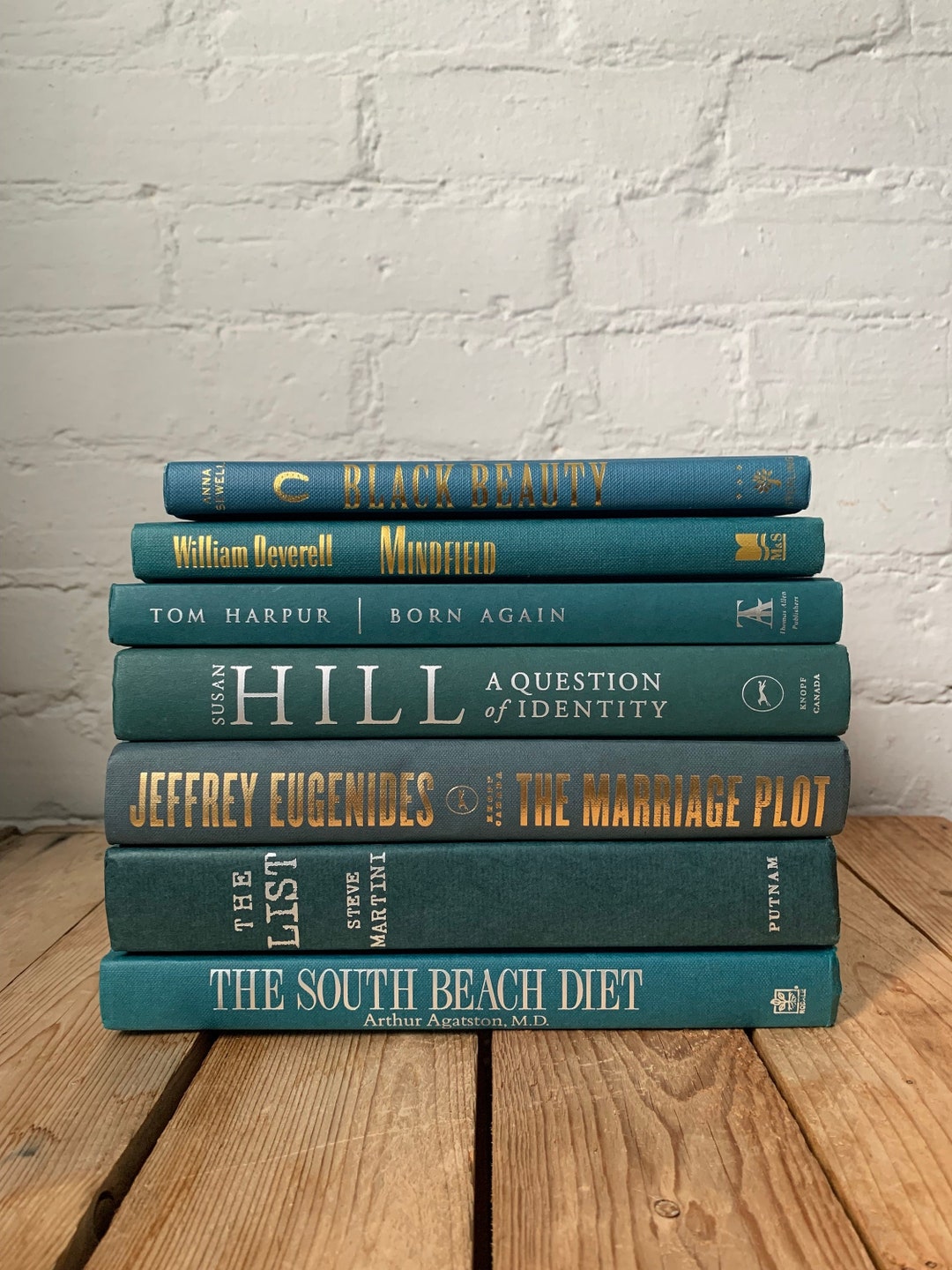 Teal Book Stack, Turquoise Book Decor, Teal Decorative Books, Teal Home ...