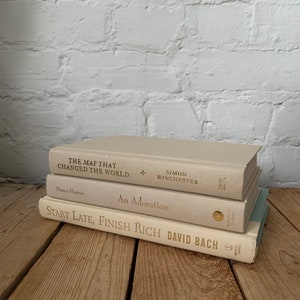Beige Book Stack, Staging Books, Aesthetic Books, Bookshelf Decor ...