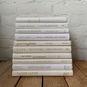 White Book Decor, White Home Decor, White Staging Books, Ivory Shelf ...